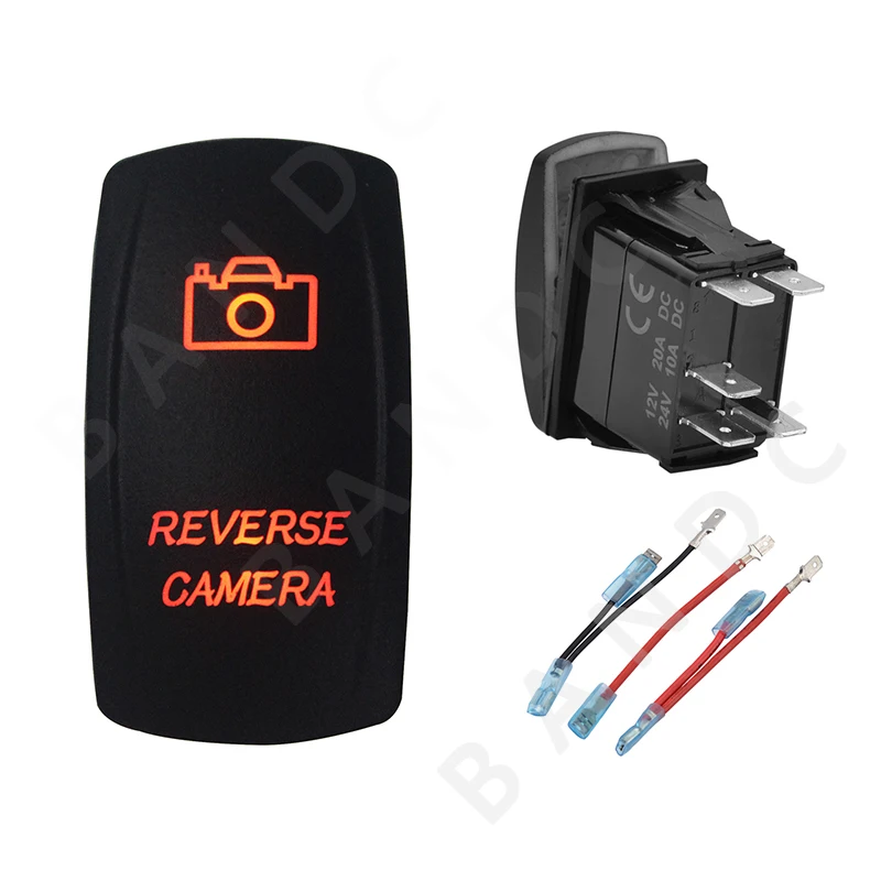 REVERSE CAMERA Rocker Switch 5P ON OFF SPST Laser Etched Orange ...