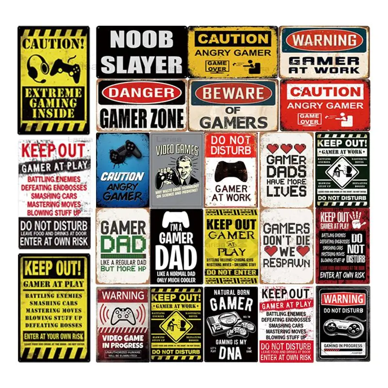 Funny-Gamer-Metal-Sign-Vintage-Tin-Sign-Gamer-At-Work-Sign-Retro-Signs ...