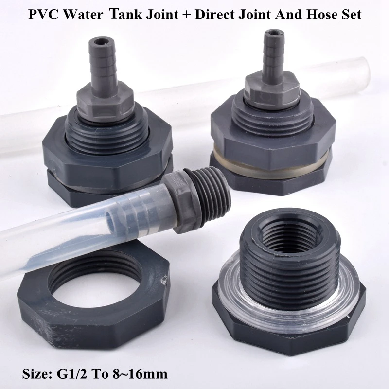 1 Set 1/2" To 8~16mm Aquarium Tank Joint PVC Water Tank Connector ...