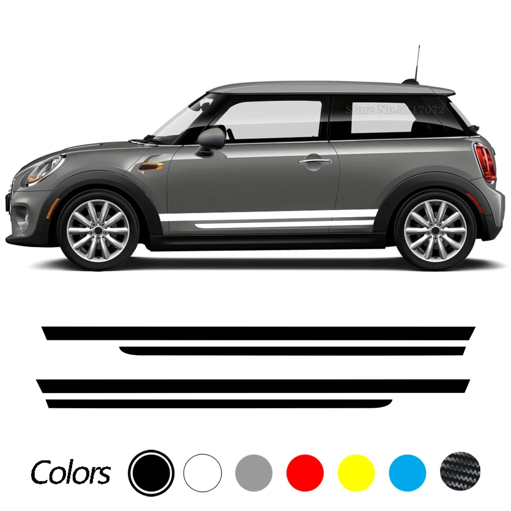 Car Styling Door Side Racing Stripe Skirt Decal Stickers for MINI ...