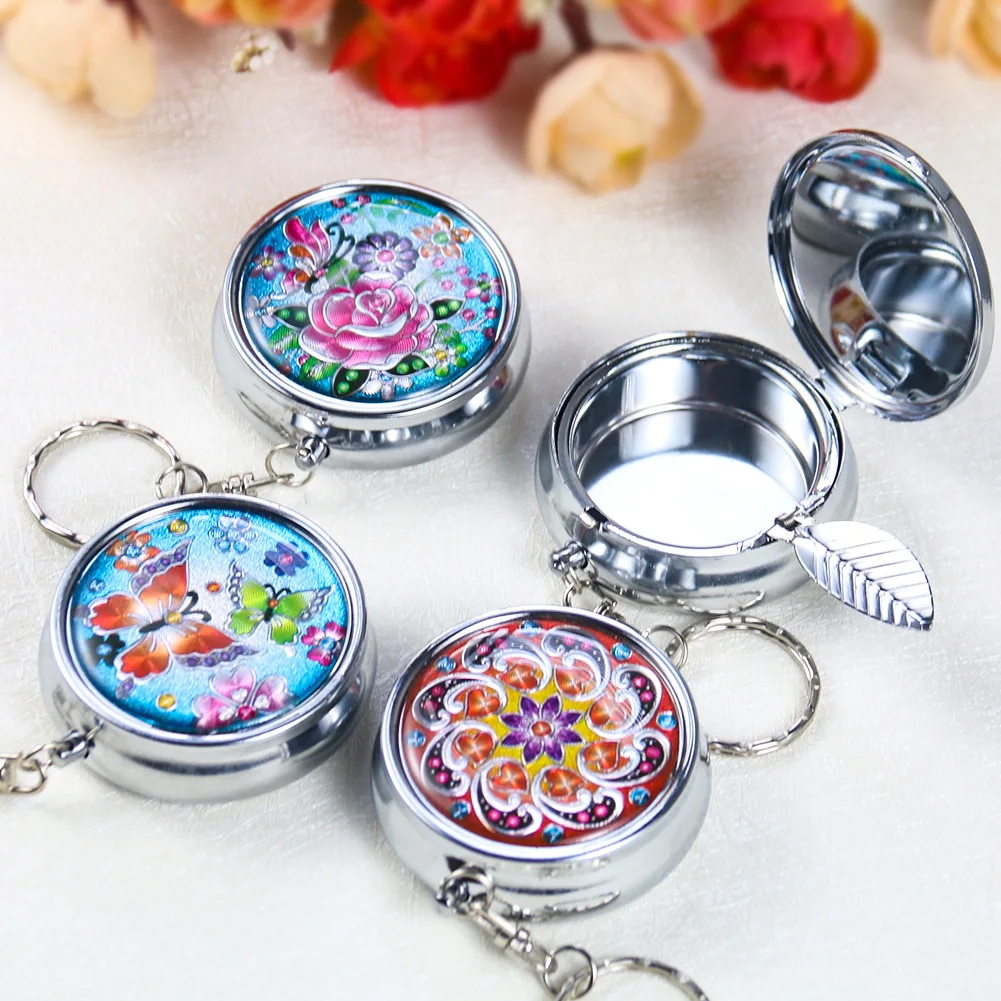 1PC-Round-Portable-Ashtrays-Keychain-with-Mirror-Metal-Mini-Pocket ...