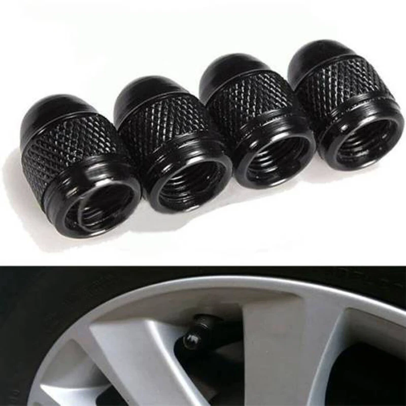 4pcs Black Aluminum Nipple Caps Bullet Car Truck Air Port Cover Tire ...