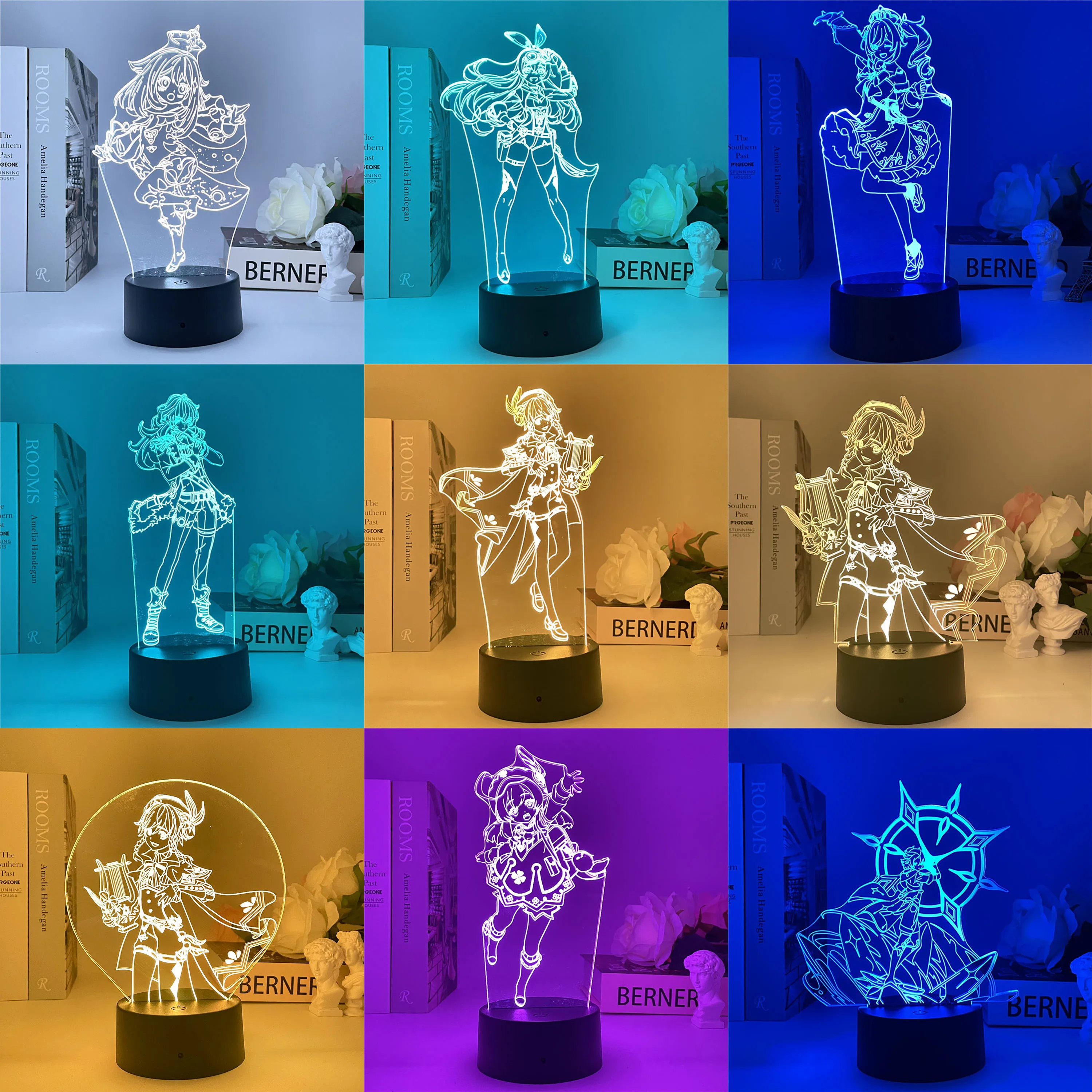 Genshin Impact Gift Yunjin LED Lamp Zhongli Shenhe Genshin Impact 3D ...