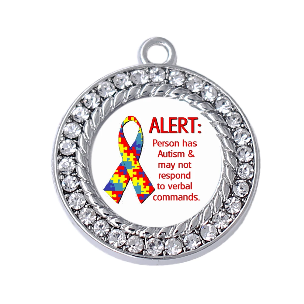Clear enamel mirror autism puzzle ribbon pattern charm for autistic ...