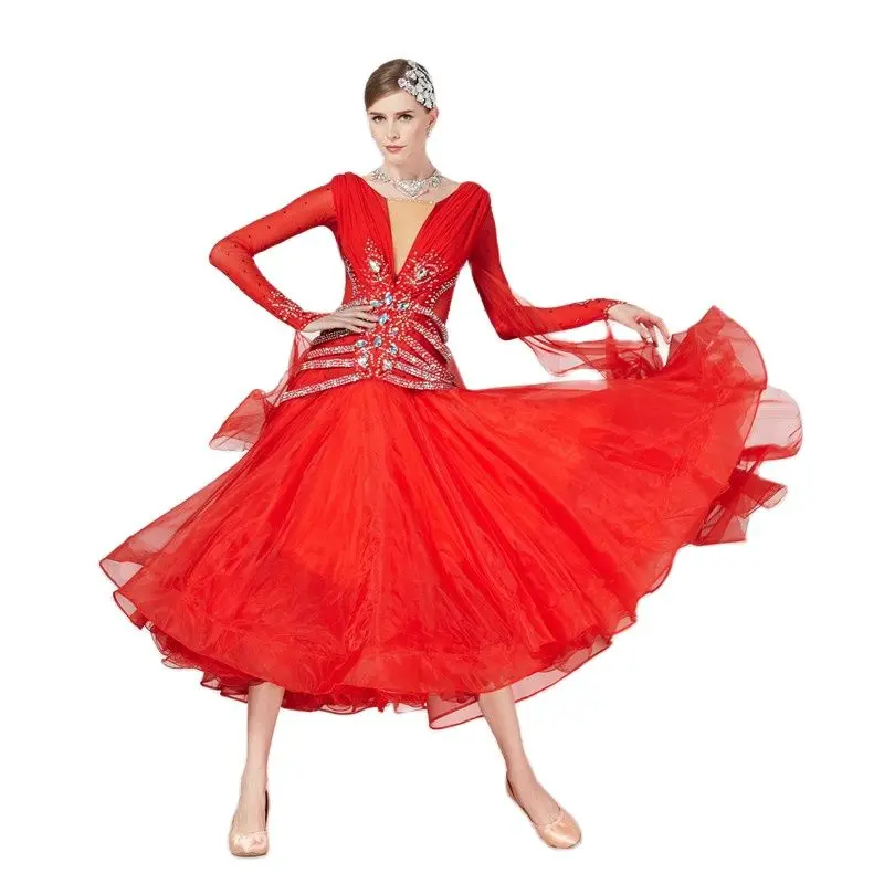 B-17137-Red-women-ballroom-waltz-dress-rumba-costumes-standard-smooth ...