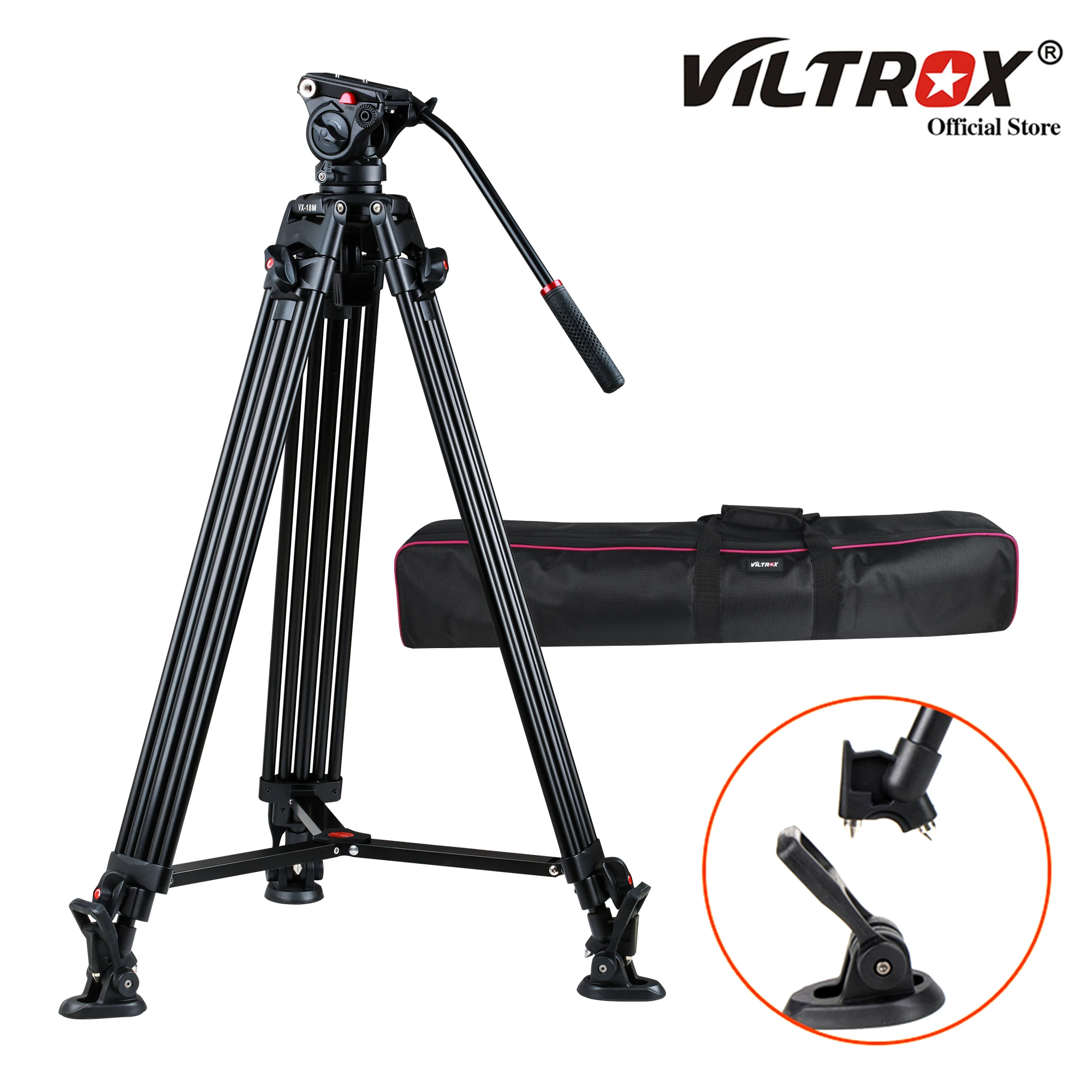 Viltrox VX 18M 74 Inch Professionele Camera Statief Zware Video Statief Aluminium Met Fluid Head ...