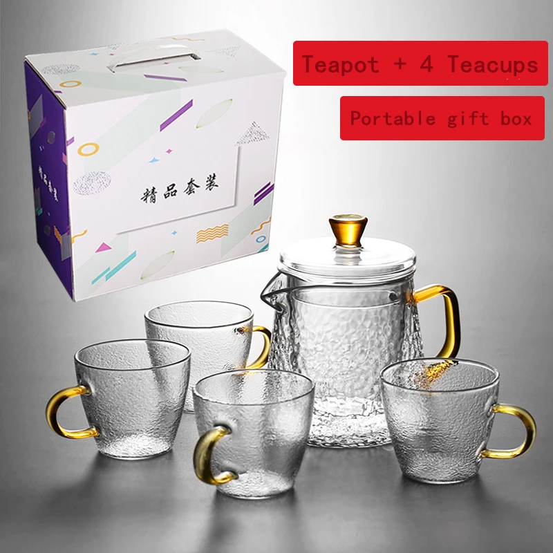 Hammered-Glass-Teapot-Set-Household-Office-Heat-Resistant-High ...