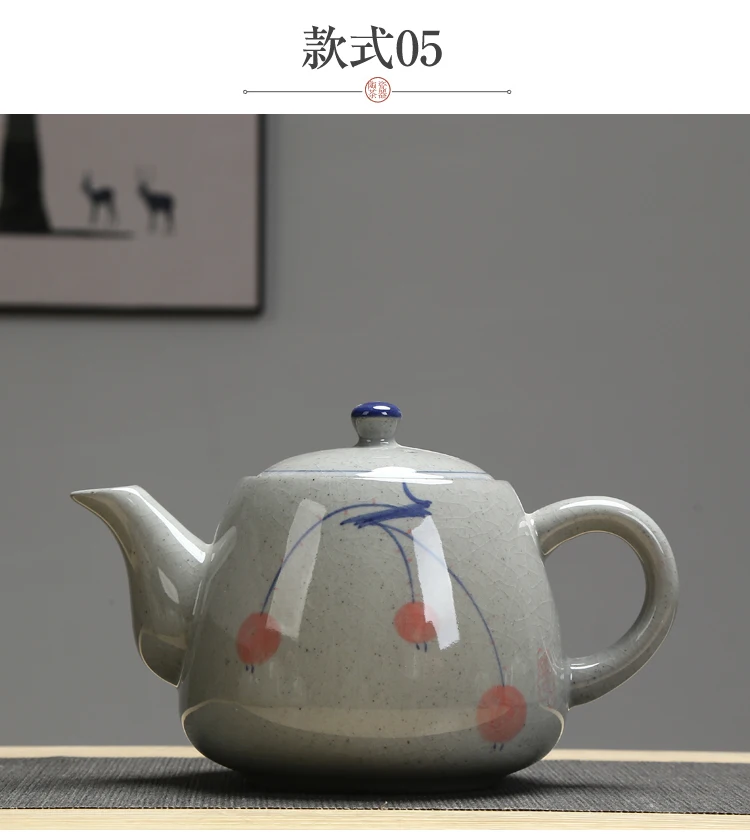 Ceramic Handle Type Large Teapot Retro Hand Painted Blue And White ...