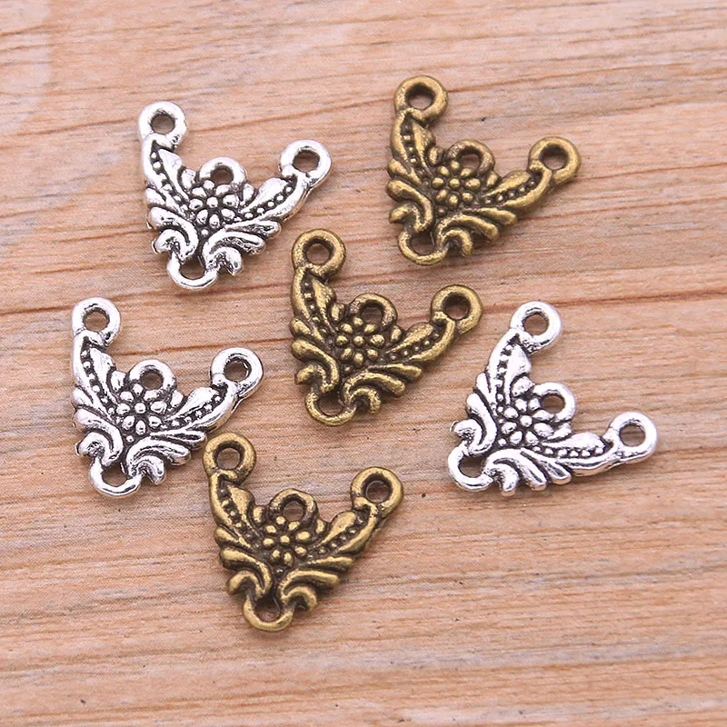 30Pcs 14*14MM 2 Color Retro Zinc Alloy Fresh Flowers Porous Connectors ...