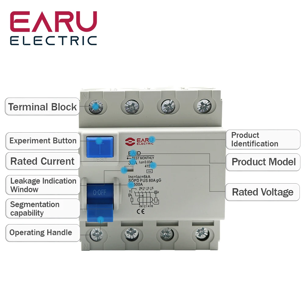 4P AC Type RCCB RCD ELCB Electromagnetic Residual Current, 40% OFF