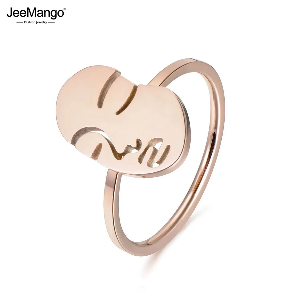 Jeemango Classic Rose Gold Color Face Rings Jewelry 316l Stainless ...