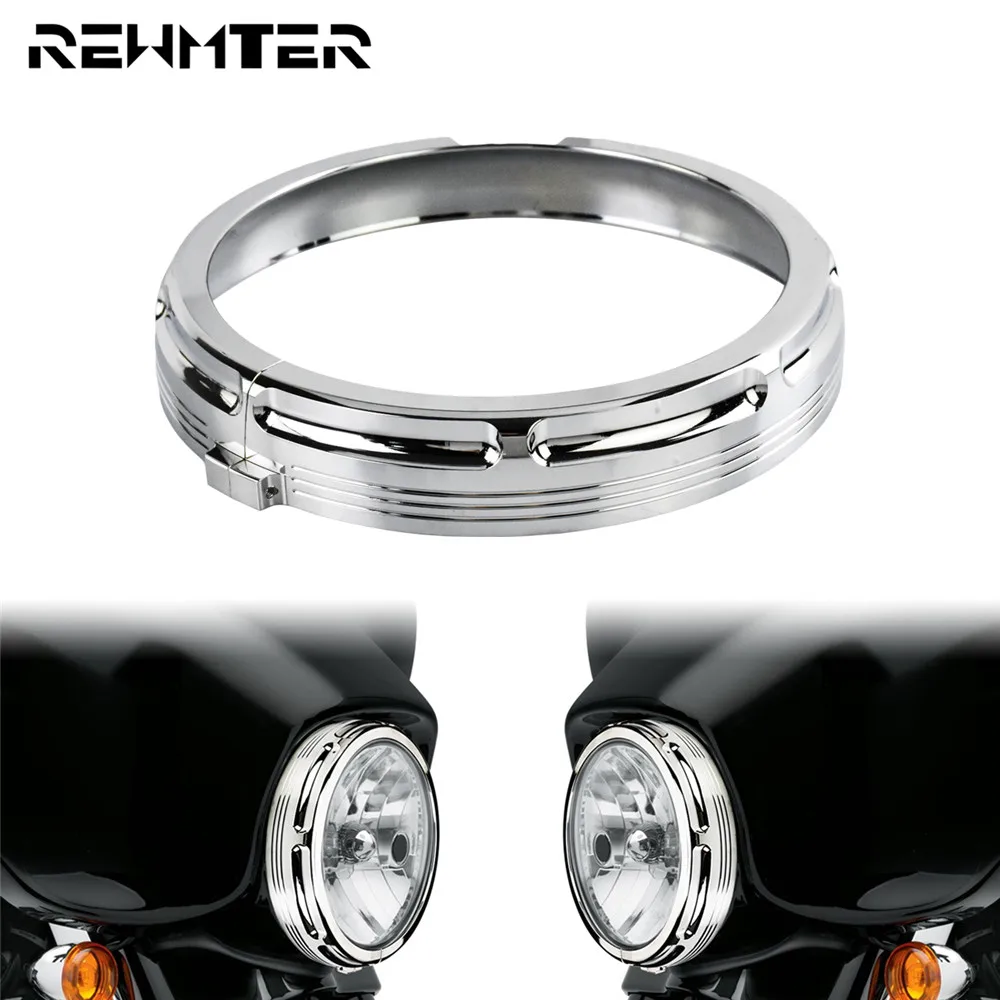 Motorcycle-7-Inch-Headlamp-Trim-Ring-Headlight-Cover-Chrome-For-Harley ...