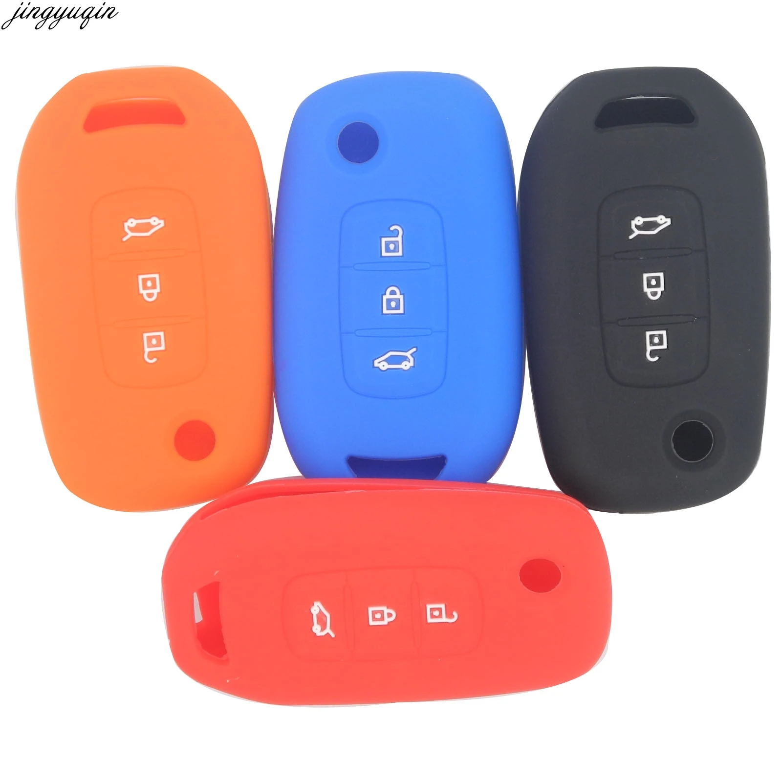 Jingyuqin 3 buttons silicone car key cover case shell For Renault ...