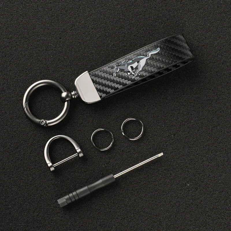 Carbon Fiber Car KeyChain 360 Degree Rotating Horseshoe key Rings For ...