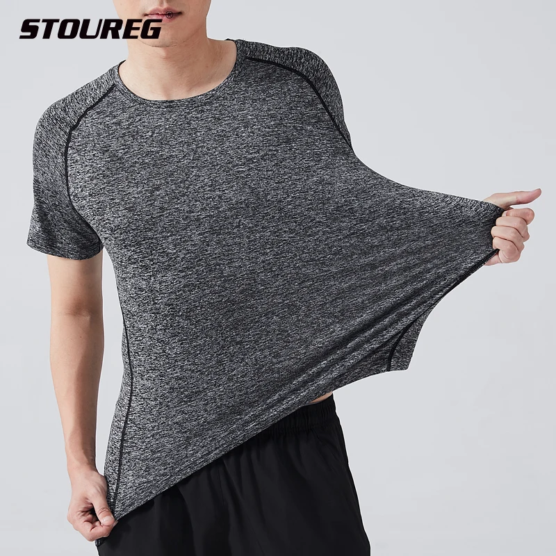Men Sport Running Shirts Quick Drying Male Gym Sport T Shirts Running ...