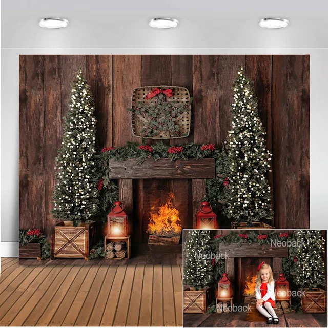 Christmas Tree And Fireplace Background