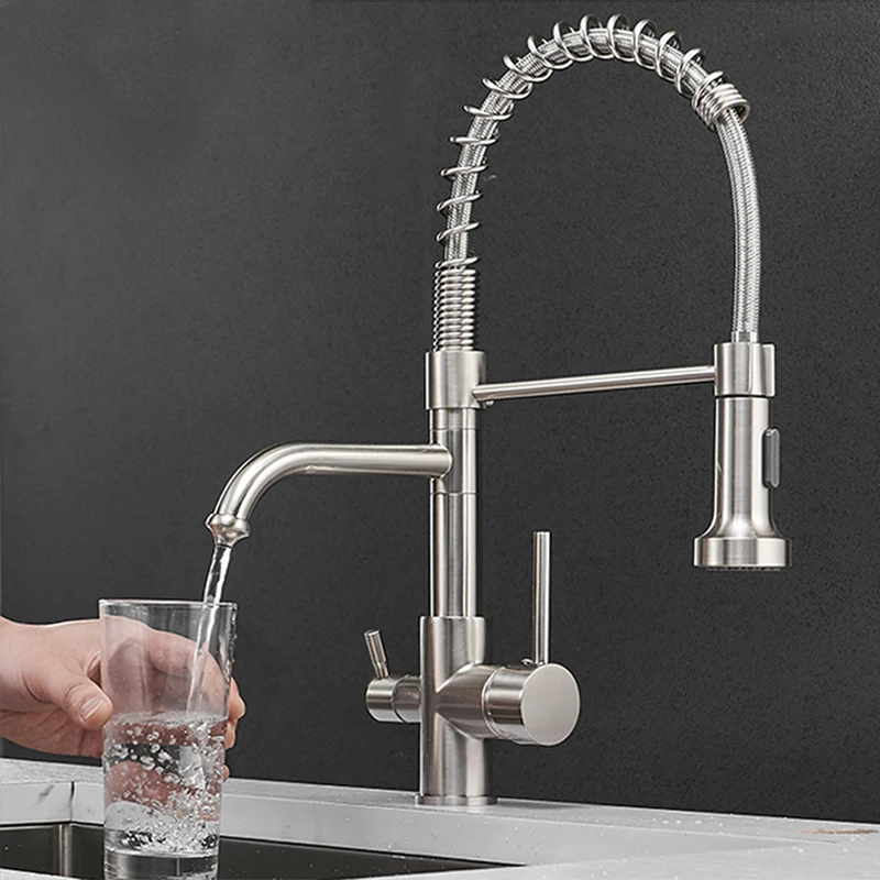 Kitchen Faucet 360 ° Rotating Spring Faucet Kitchen Spiral Spring ...