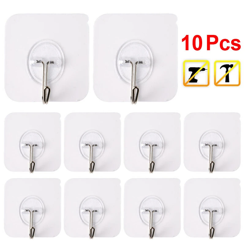 Strong Self Adhesive Hooks Waterproof Transparent Door Wall Sticker ...
