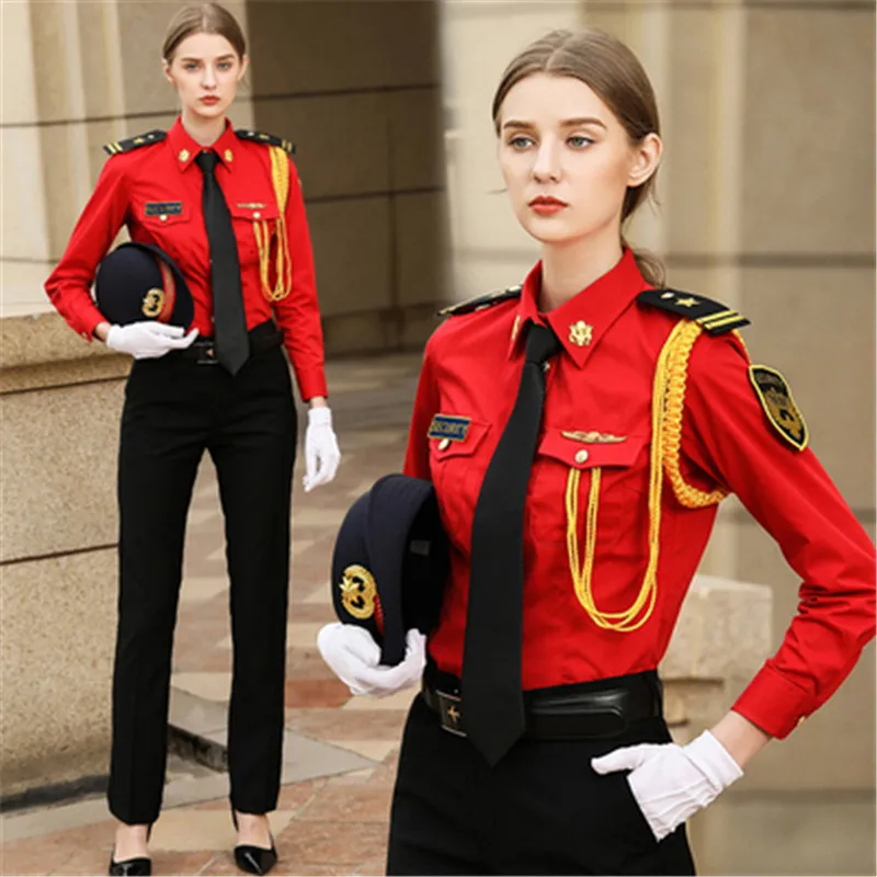 Women Red Shirt Security Work Clothes Female Real Estate Sales ...