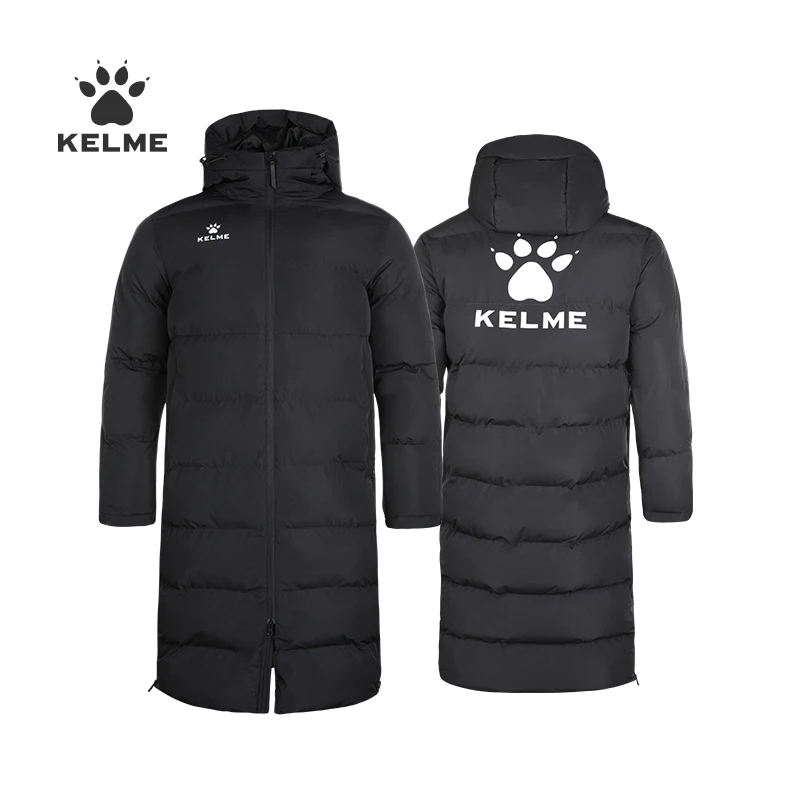KELME Men Winter Jacket Long Solid Sports Training Coat Overcoat ...