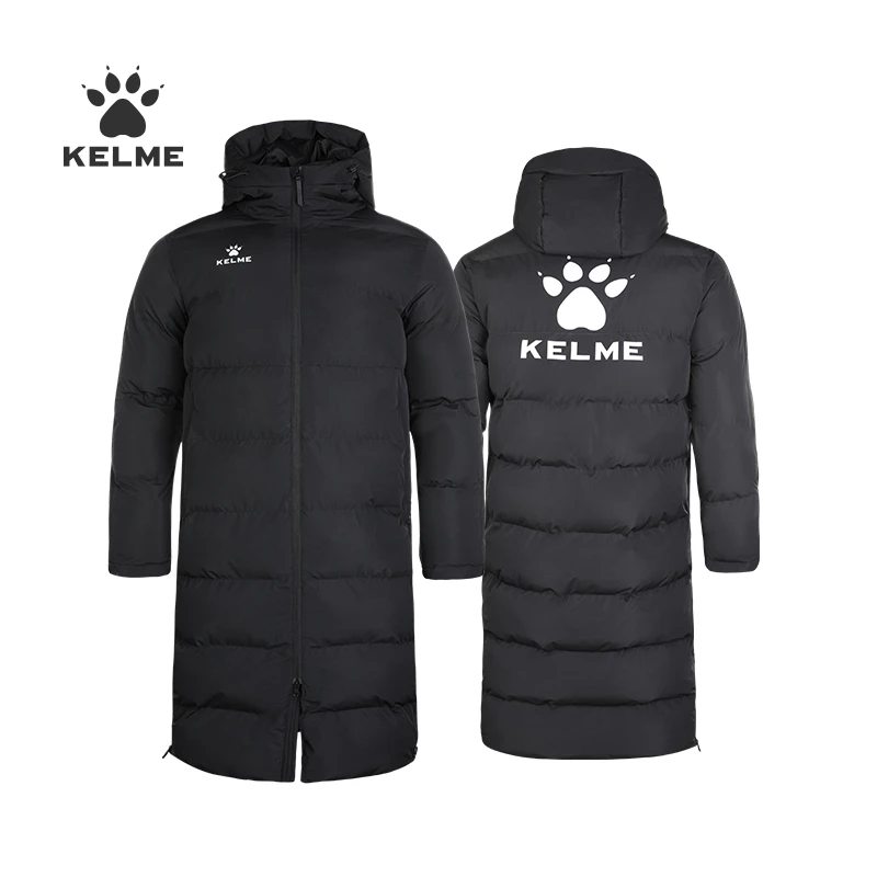 KELME Men Winter Jacket Long Solid Sports Training Coat Overcoat Outrwear Warm Cotton Padded ...