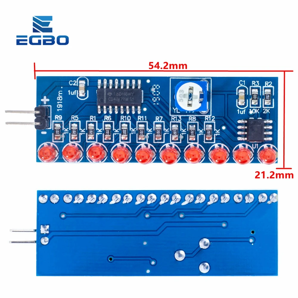 EGBO NE555+CD4017 Running LED Flow LED Light Electronic Production ...
