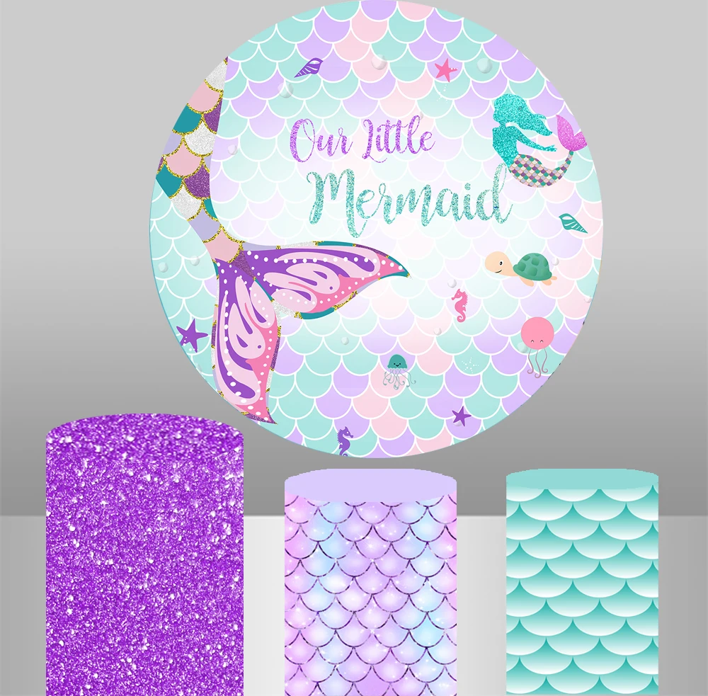 Circle Panel Photography Backdrop 1st Mermaid Themed Birthday Party ...