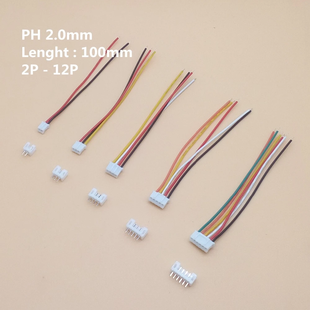 10sets Ph2.0 Mini Micro Jst 2.0 Ph Male Female Connector 2/3/4/5/6/7/8/9/10-pin Plug With ...