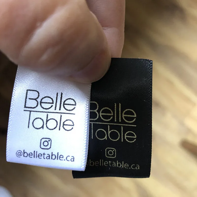 300 Custom Silky Satin product Labels, Fabric brand Scrunchie Label ...