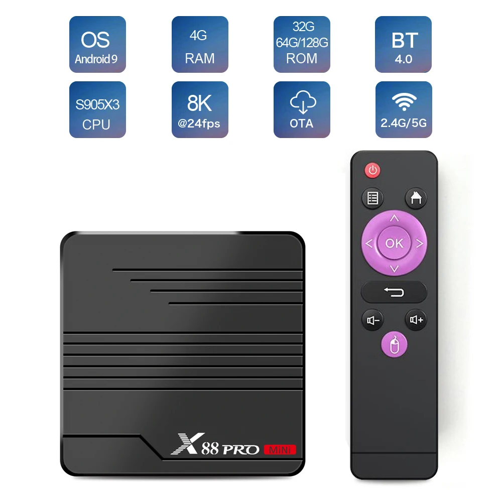 X88 PRO mini S905X3 TV BOX 安卓机顶盒 网络电视盒 PK HK1 H96-阿里巴巴