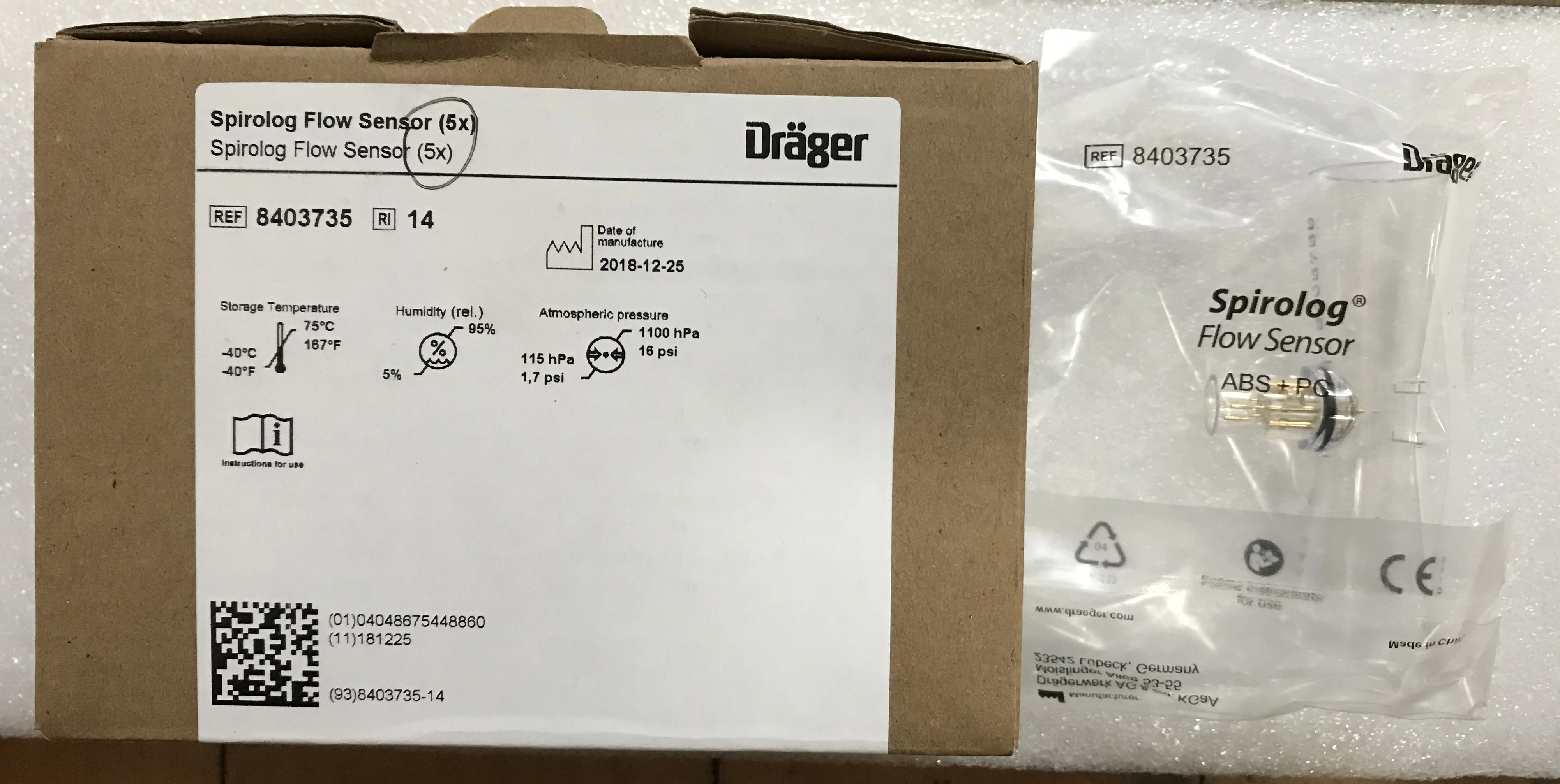 Spirolog-Flowsensor-for-Drager-PN-8403735-new-original-one-box ...