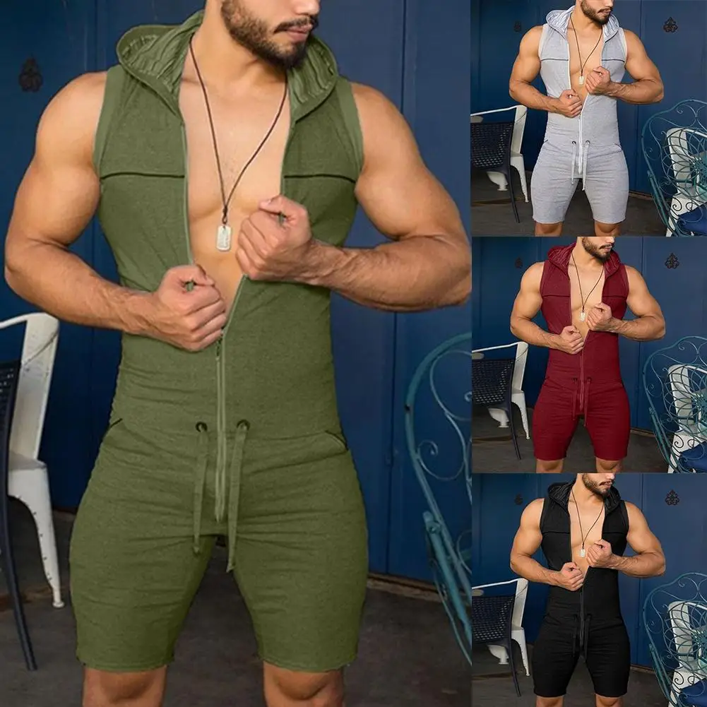 Summer-Men-Casual-Solid-Color-Sleeveless-Jumpsuit-Pockets-Short-Pants ...
