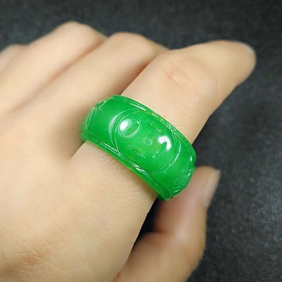 100-real-green-jade-ring-men-s-and-women-s-rings-hand-carved-exquisite ...