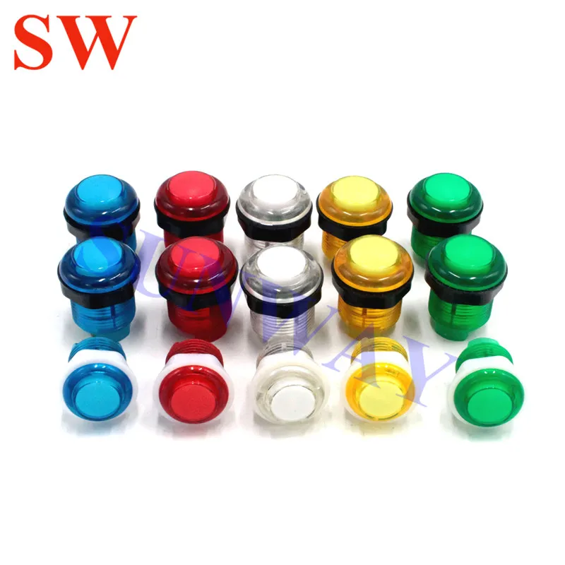 15pcs High Quality Arcade 12V Round LED Illuminated Push Button 28mm colorful led lighted Screw ...