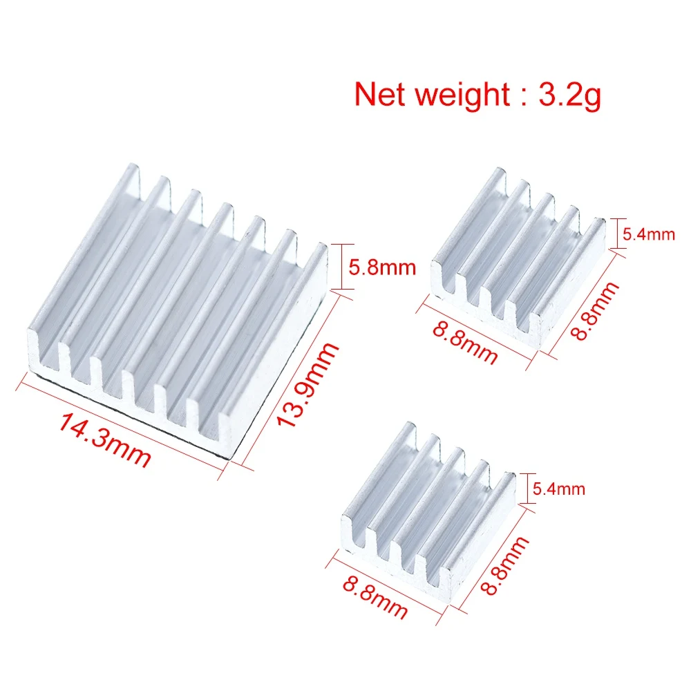 【KAMDSS015】3PCS Adhesive Raspberry Pi Heatsink Cooler Pure Aluminum Heat Sink Set Kit Radiator ...