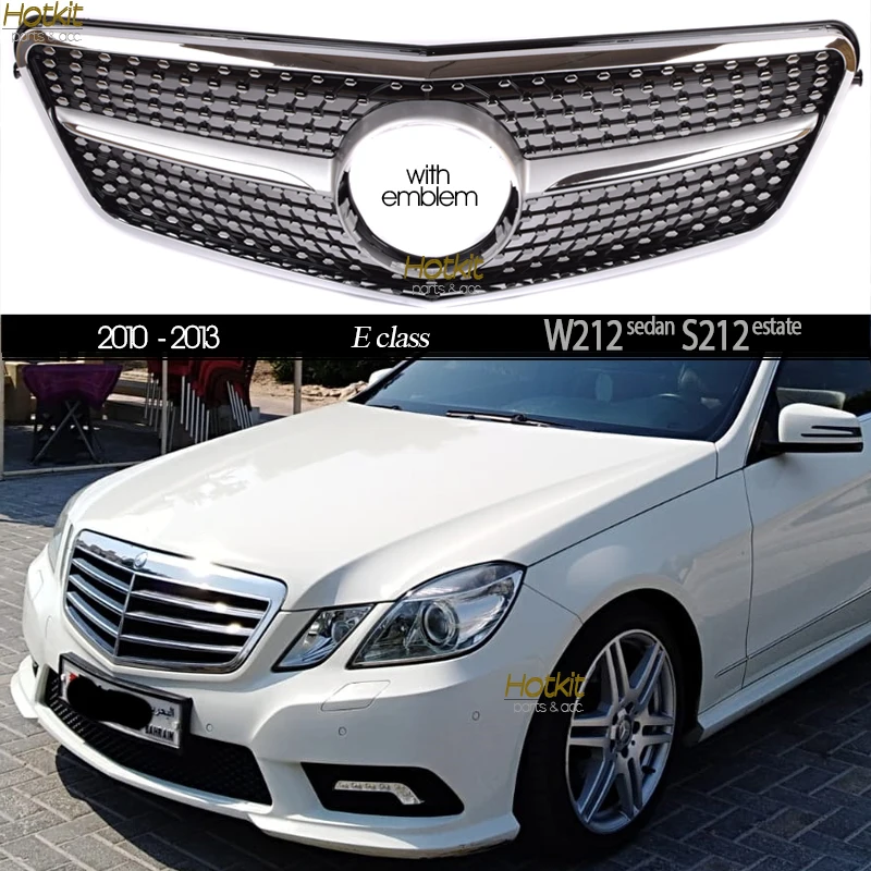 Black-Silver-Diamonds-Front-Bumper-Grille-Replacement-Radiator-Grill ...