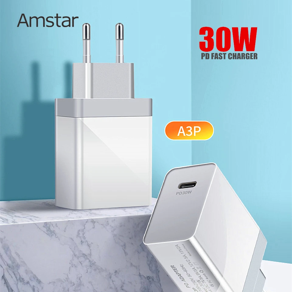 Amstar 30W USB Type C PD Charger Quick Charge 4.0 3.0 Fast Charge for ...