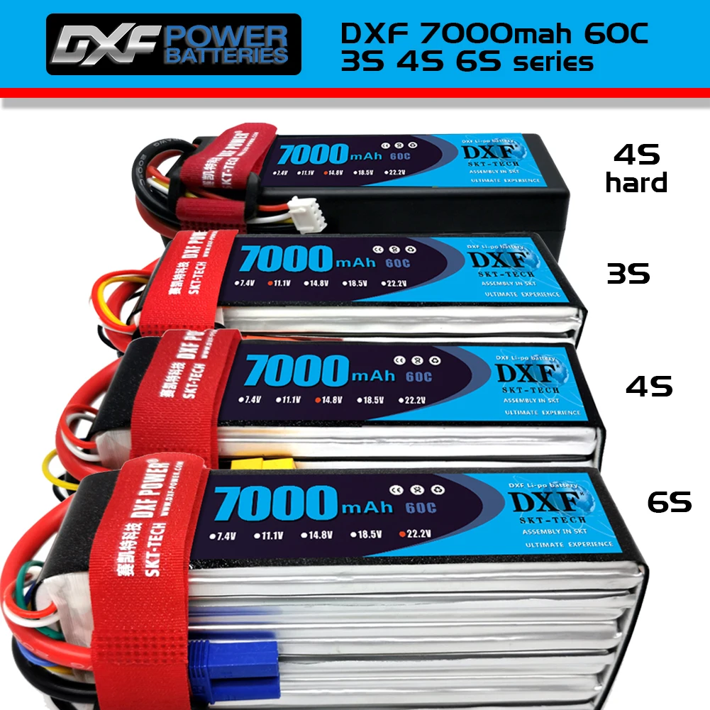 2PCS DXF 배터리 3S 4S 6S lipo 11.1V 14.8V 22.2V 7000mah 6750mah 5200mah ...