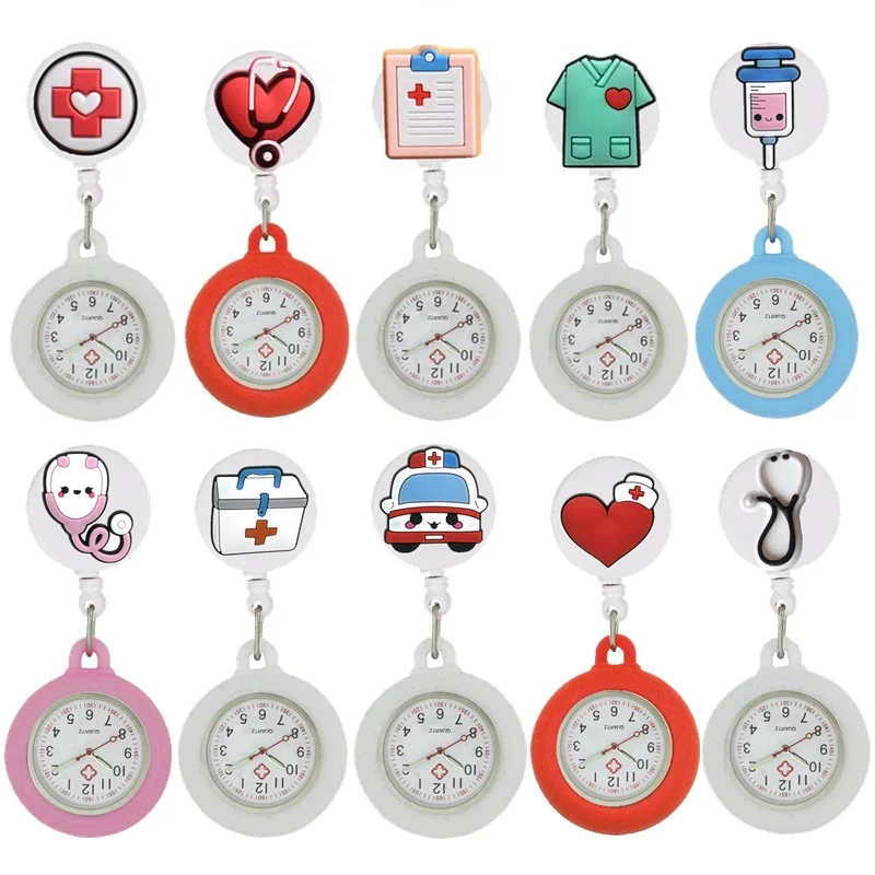 Lovely-Cartoon-Nurse-Doctor-Retractable-Pocket-Watches-Hospital-Medical ...