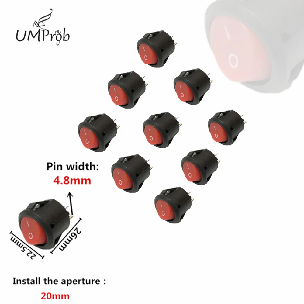 10PCS-16mm-Diameter-Small-Round-Boat-Rocker-Switches-Mini-Round-Red-2 ...
