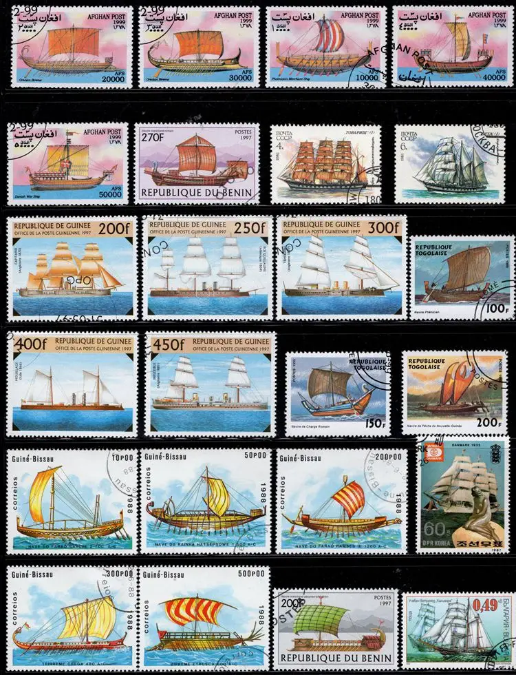 50Pcs/Lot Boat Sailboat Stamp Topic All Different From Many Countries ...