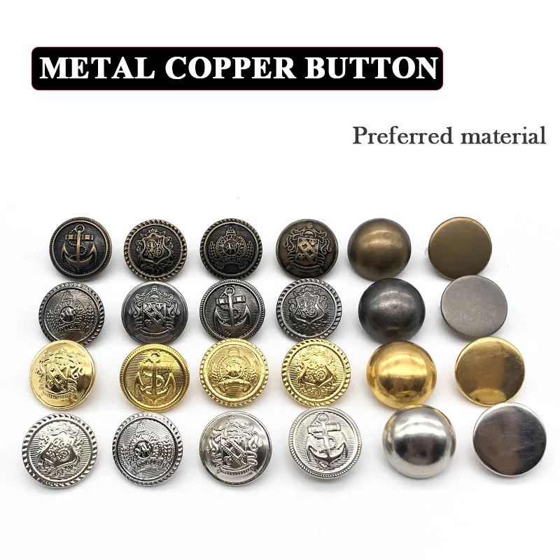 10pcs 15/18/20/23/25 mm golden gold color metal buttons garment coat ...