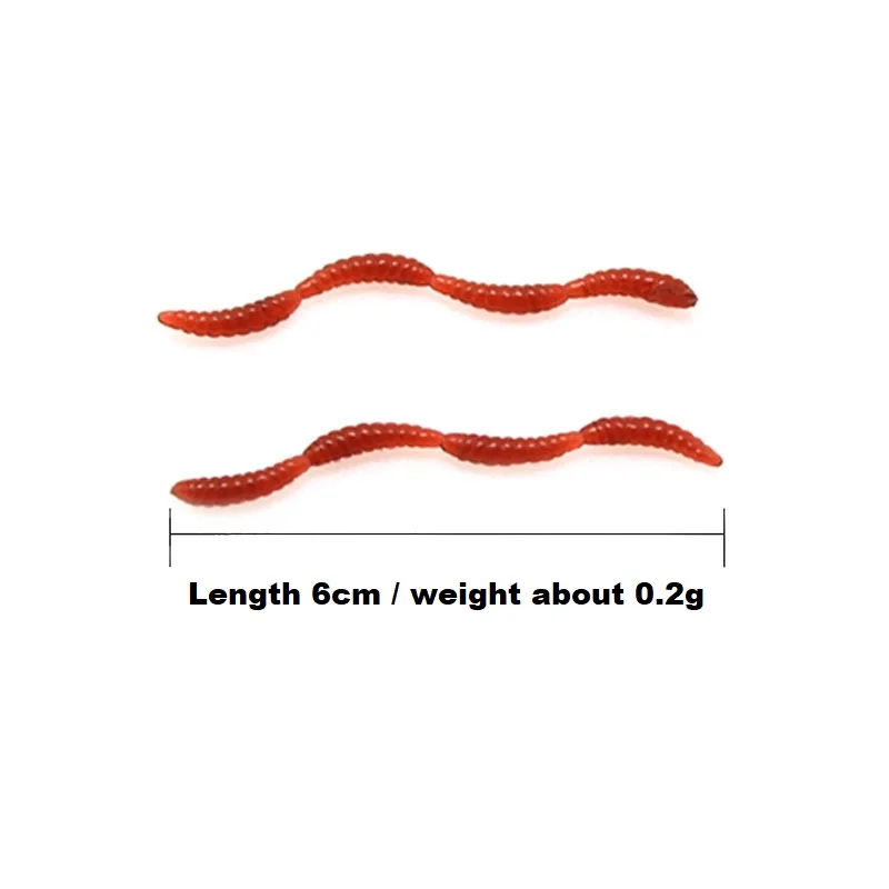 50pcs/lot The four section earthworm simulation Soft Lure Fishing 6cm/0 ...