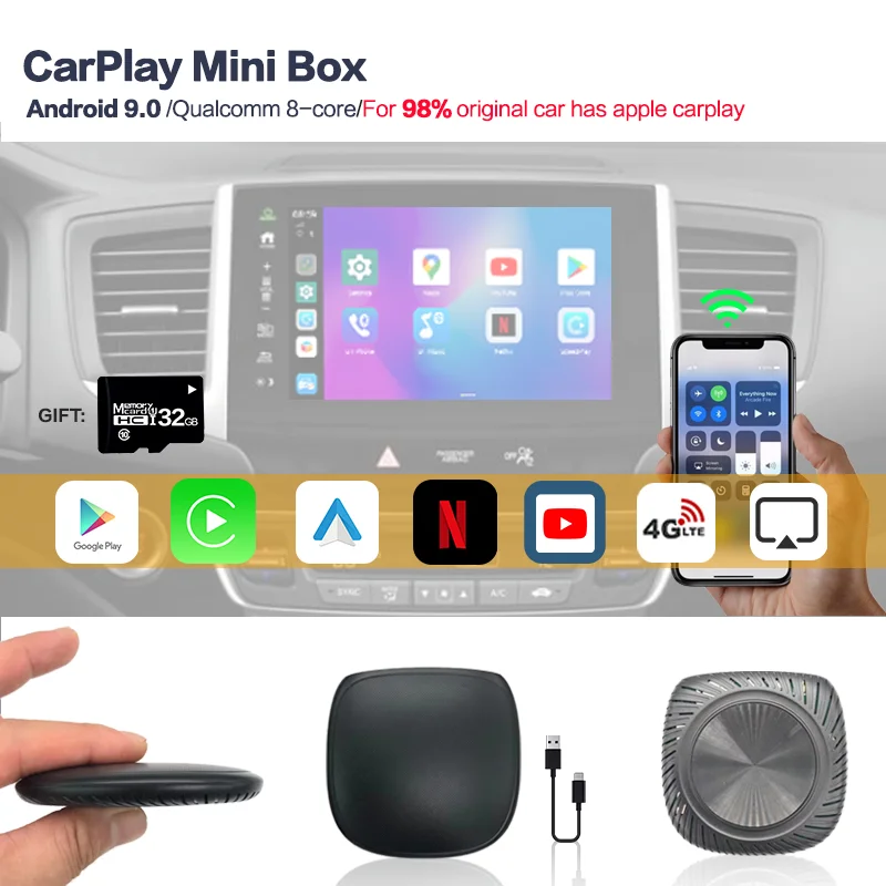 Carplay Applepie Android Box For Apple Carplay Ai Box Netfix Ux999 4+64g Android Auto Box For ...