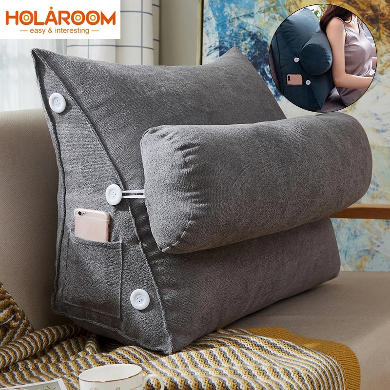 Bed Triangular Cushion Chair Bedside Lumbar Chair Backrest Lounger Lazy ...