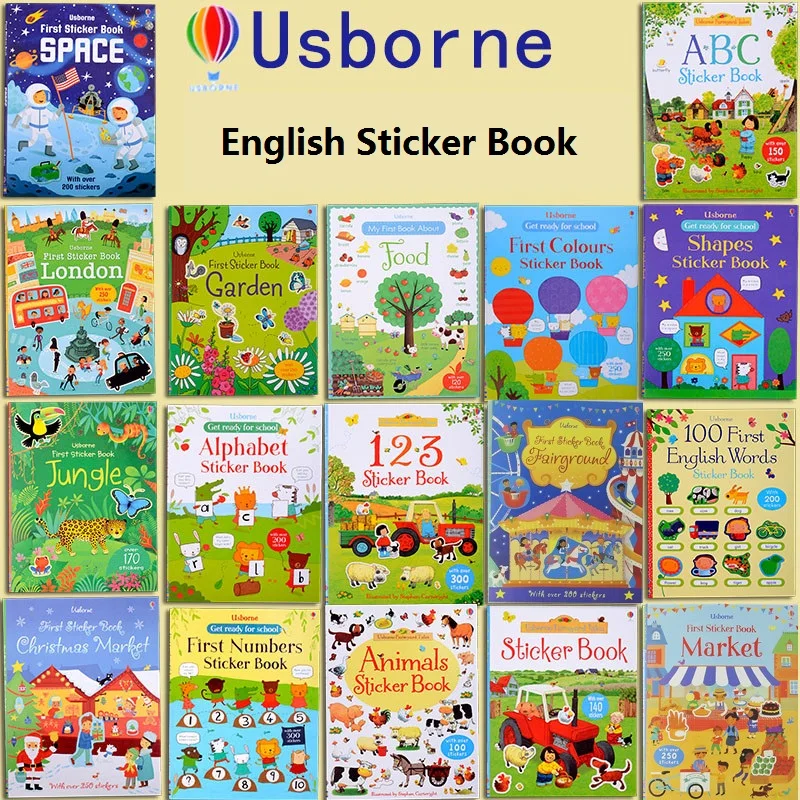 5 Books/set Usborne Sticker Book Children English Picture Coloring ...