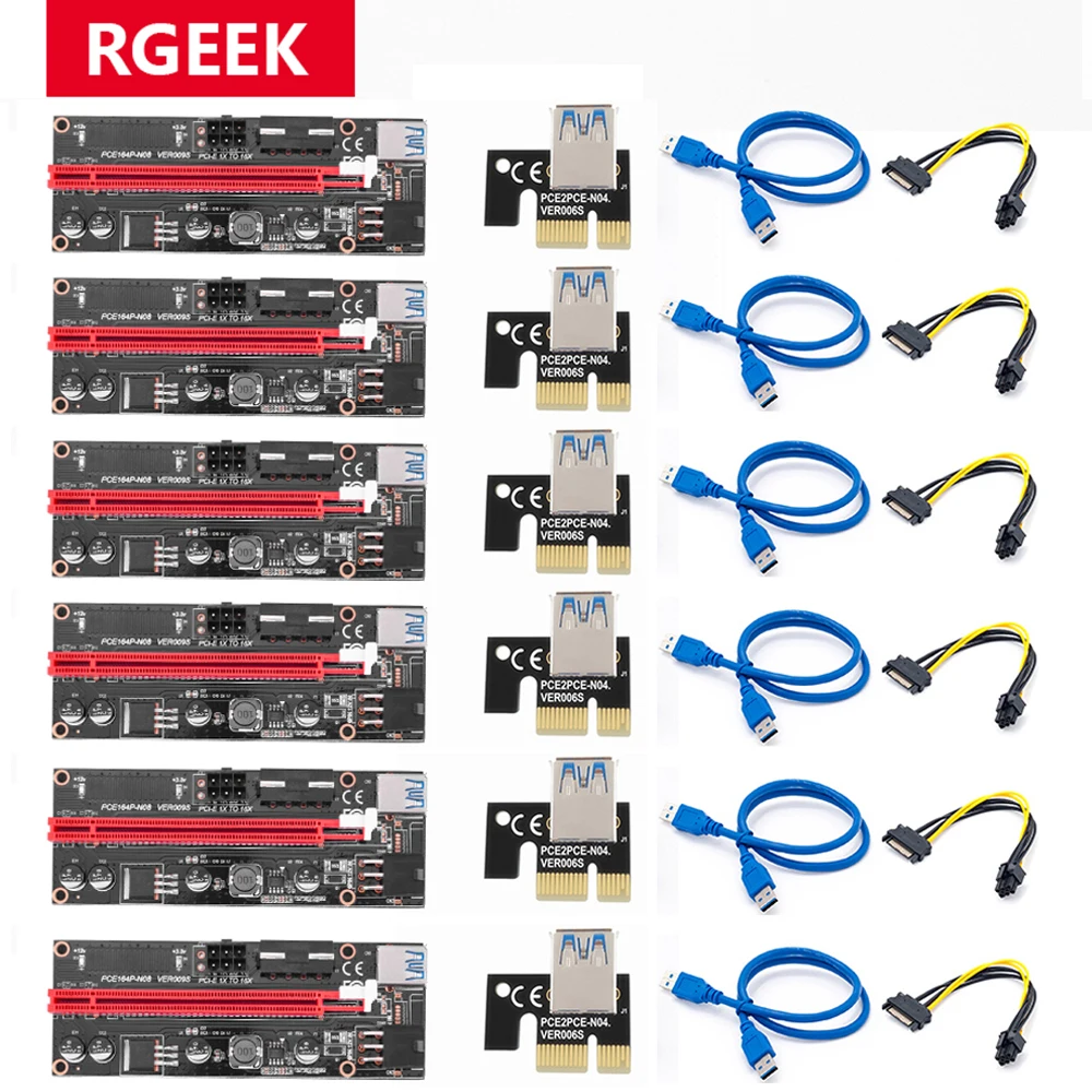 RGEEK-6Pcs-Ver009-Usb-3-0-Riser-for-Video-Card-Ver-009S-Riser-PCIE-16X ...