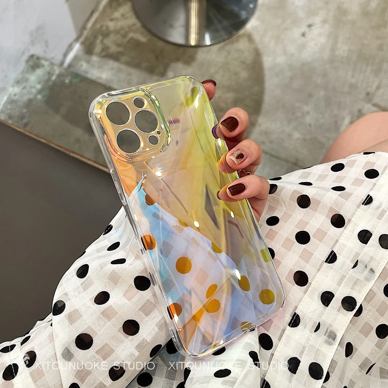 Laser Clear Gradient Rainbow Phone Case For Iphone 13 Pro Max 12 Mini ...