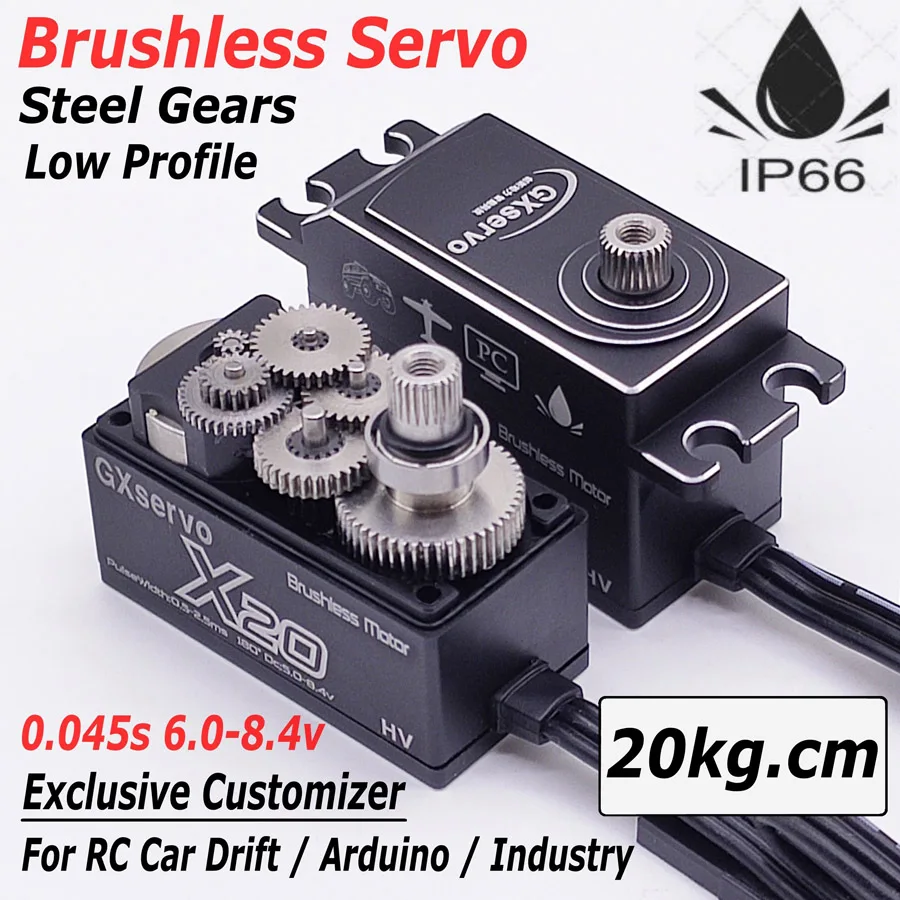 GXServo X20 20kg 7.4v High Speed Voltage Steel Gears Waterproof ...
