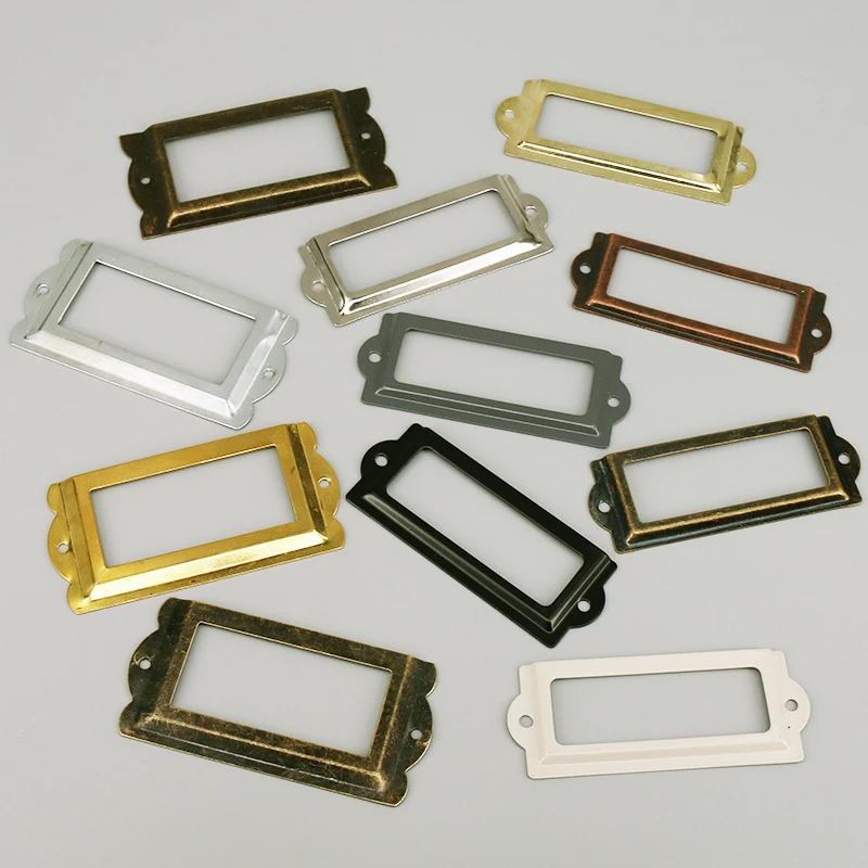 4PCS Antique Iron Tag Label Frame Name Card Holder Cabinet Drawer Box ...